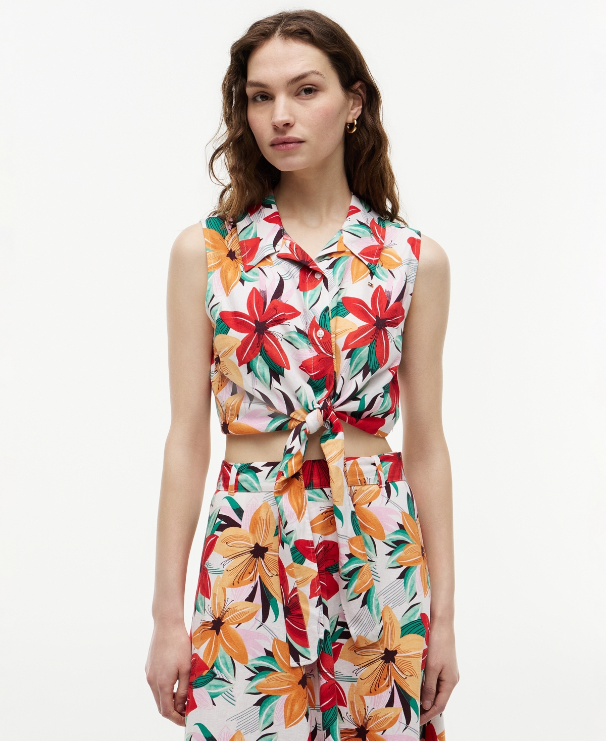 Click here for Tommy Hilfiger Womens Printed Front-Tie Sleeveless... prices