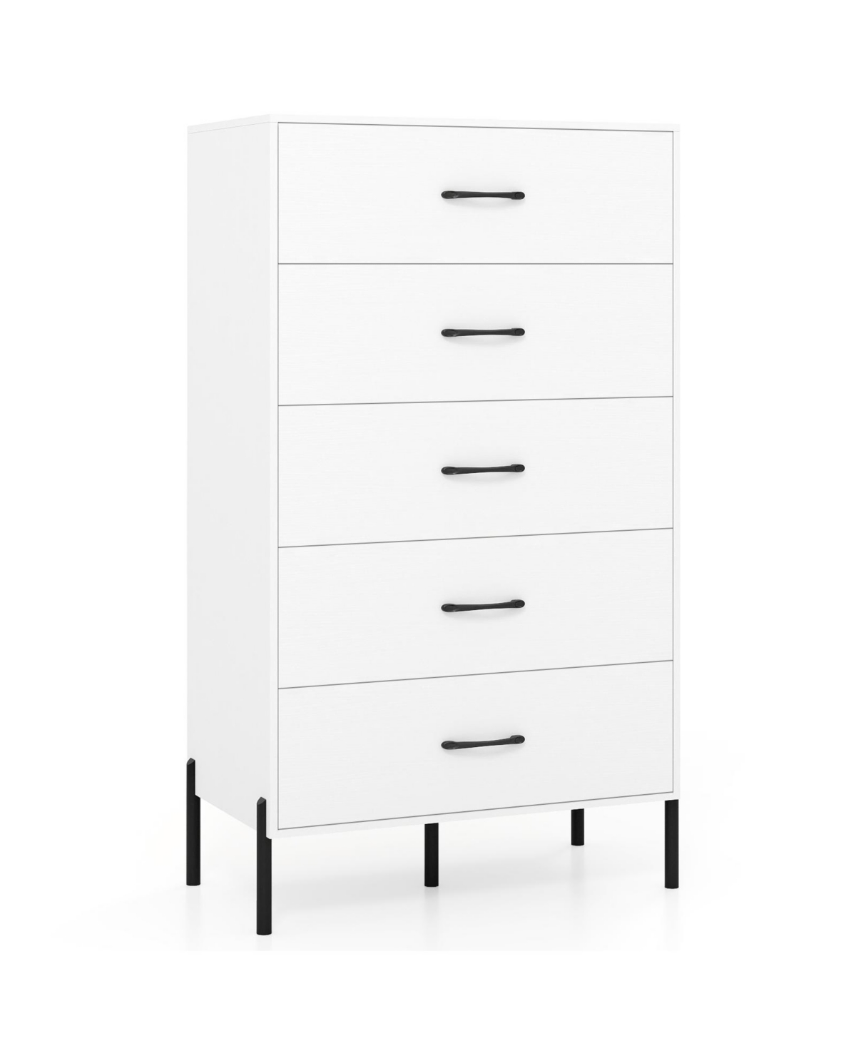 Click here for Sugift Five Drawer Tall Chest of Drawers with Meta... prices