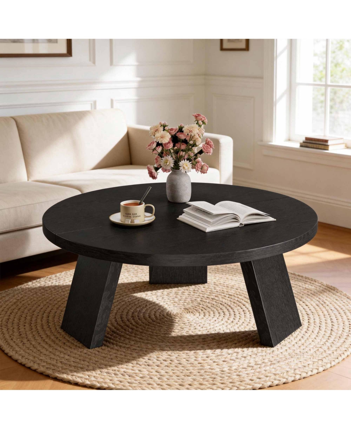Click here for gaomon Round Wood Coffee Tables for Living Room Ci... prices