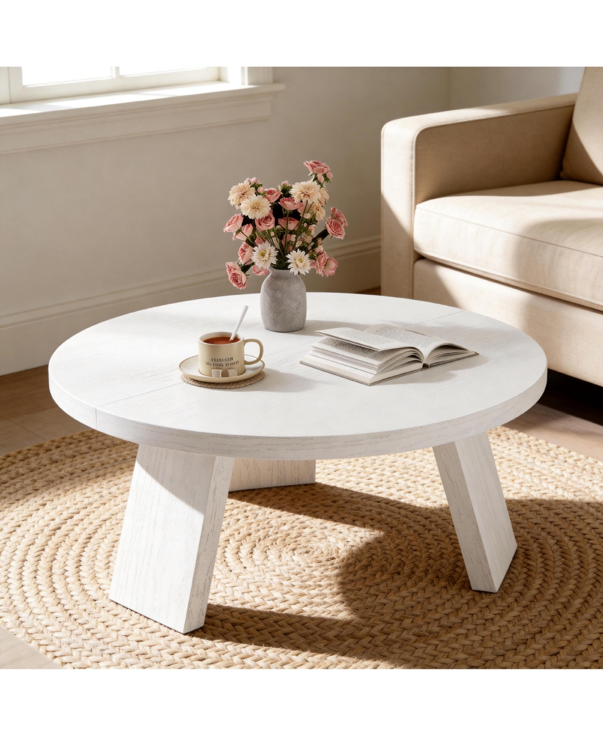 Click here for gaomon Round Wood Coffee Tables for Living Room Ci... prices