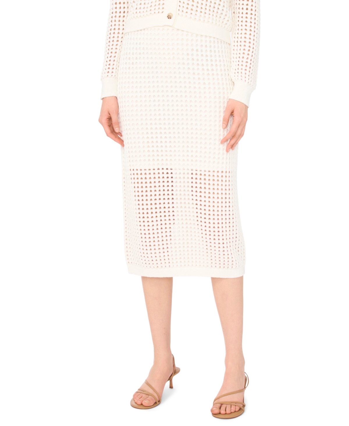 Click here for CeCe Womens Mesh Pencil Midi Skirt - Antique White prices
