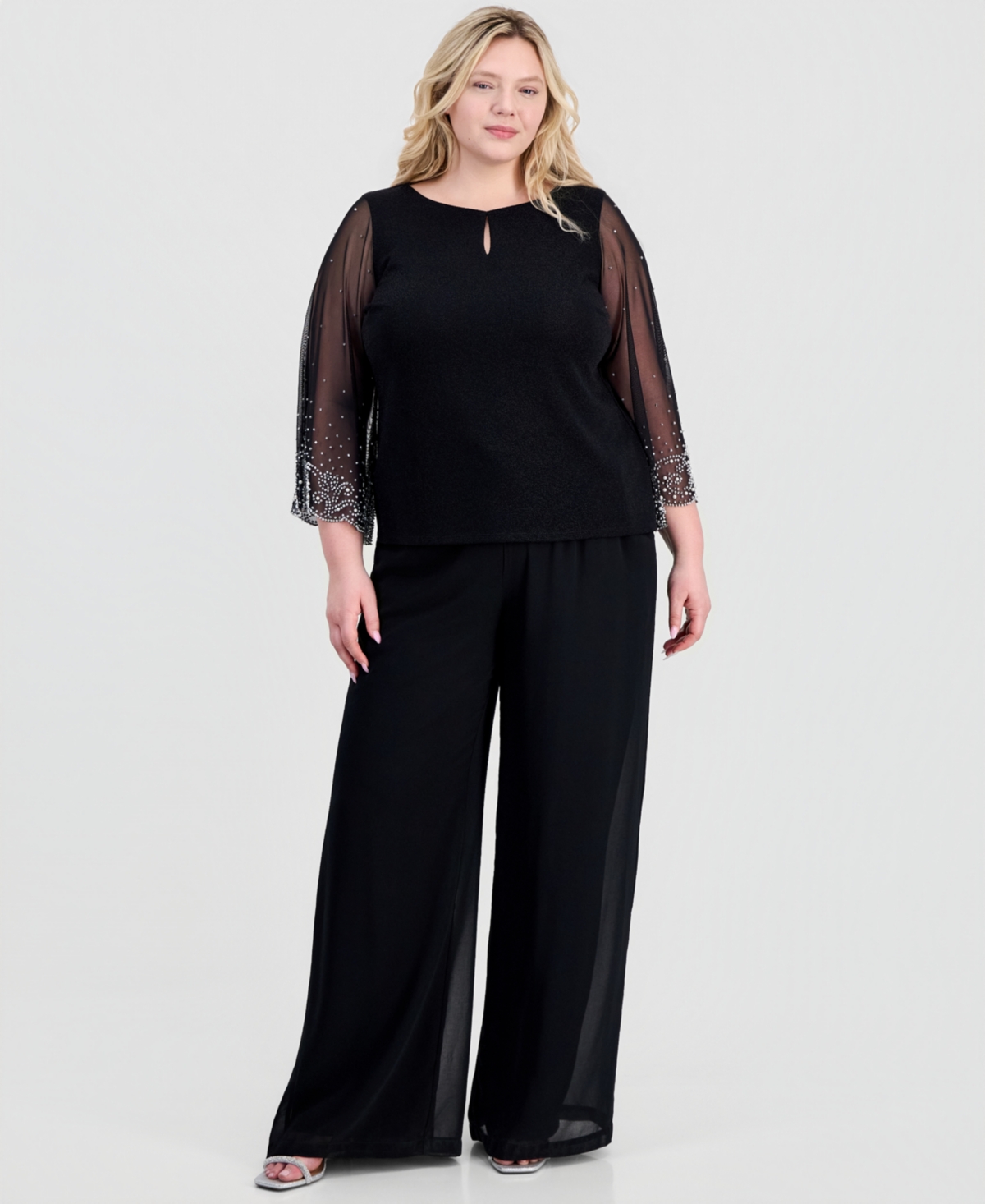 Click here for Alex Evenings Plus Size Boat-Neck Metallic-Knit To... prices