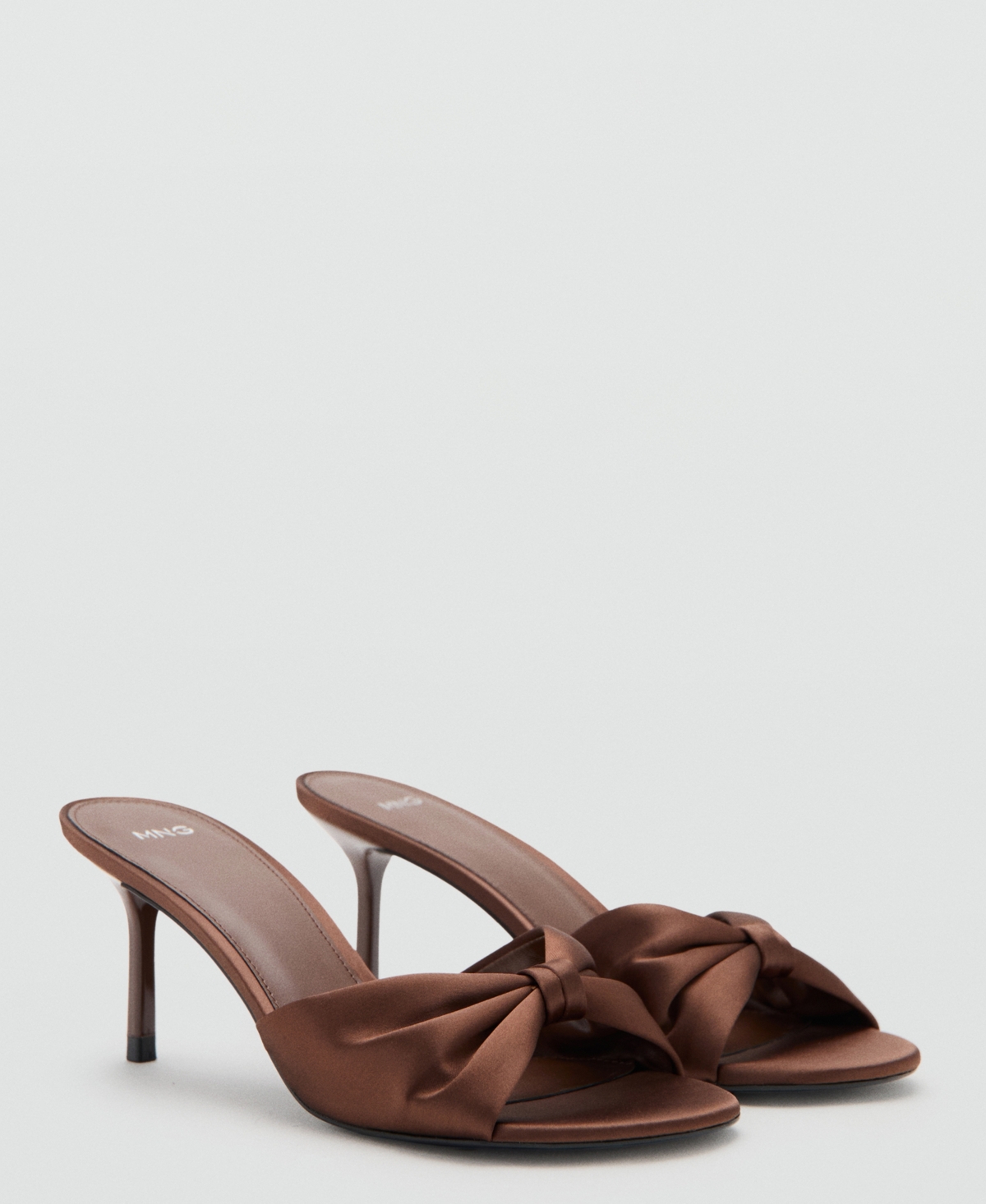 Click here for Mango Womens Satin-Finish Bow Sandals - Chocolate prices
