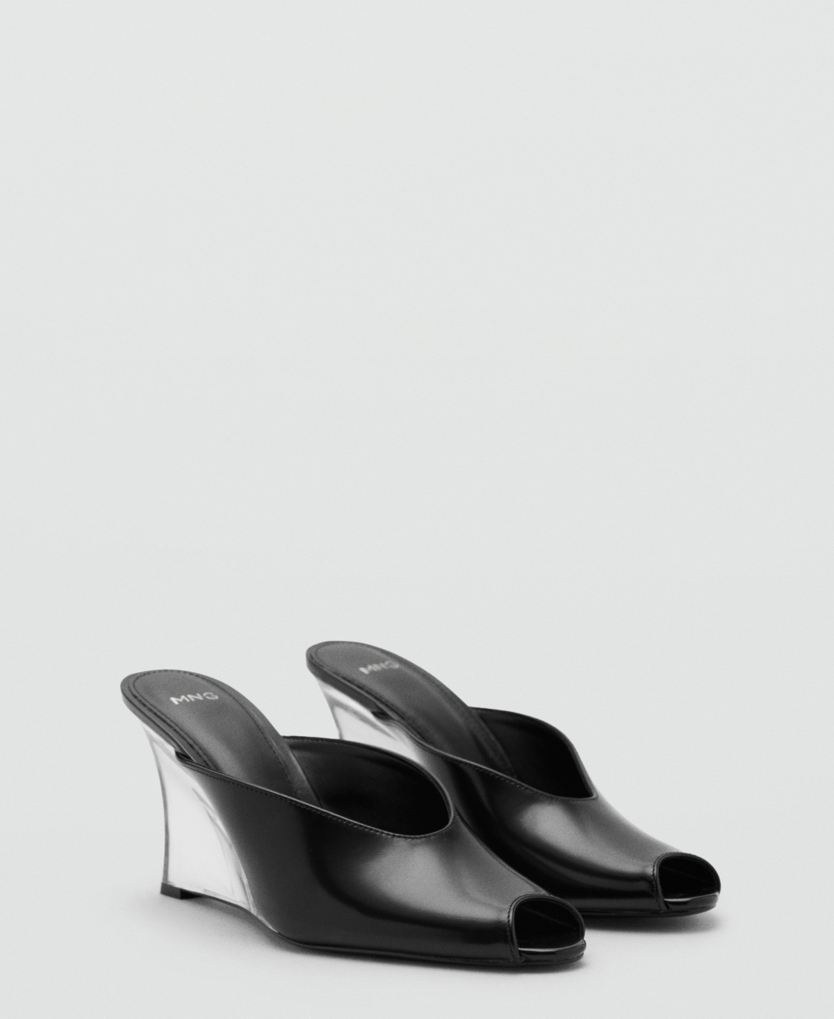 Click here for Mango Womens Combined Leather Wedge Shoes - Black prices