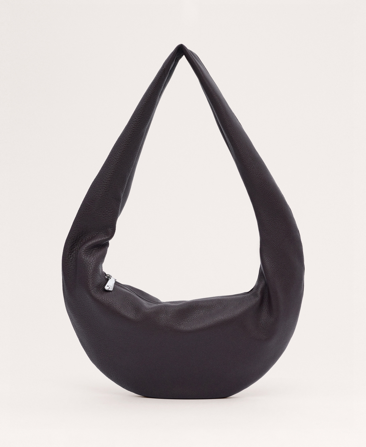 Click here for Mango Womens Oval Leather Shoulder Bag - Burgundy prices