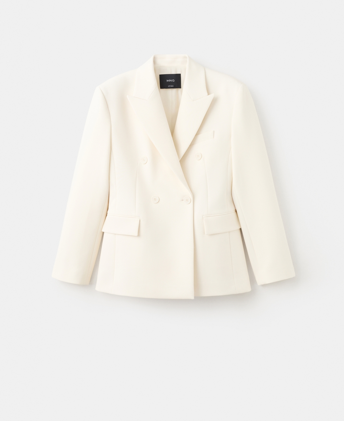 Click here for Mango Womens Fitted Double-Breasted Blazer - Ecru prices