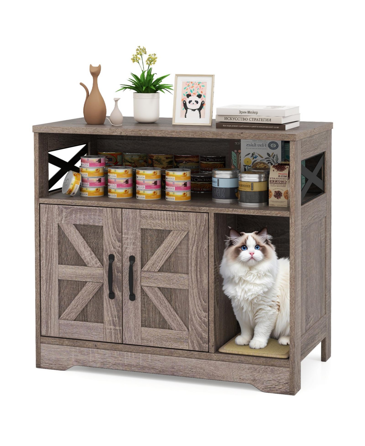 Click here for Gymax Cat Litter Box Enclosure w/ Storage Double D... prices