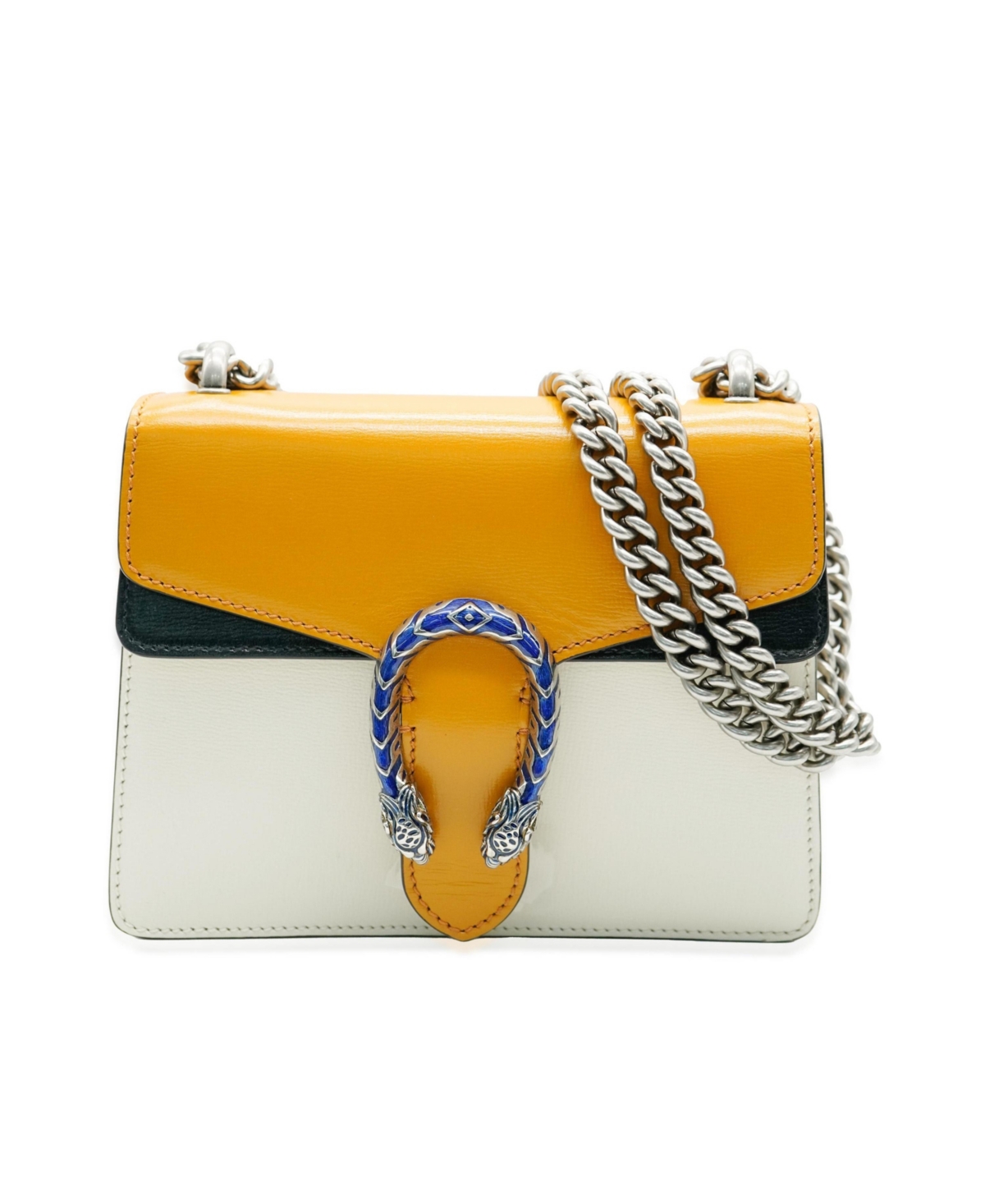 Click here for Pre-Owned Gucci Yellow Beige Navy Tricolour Leathe... prices