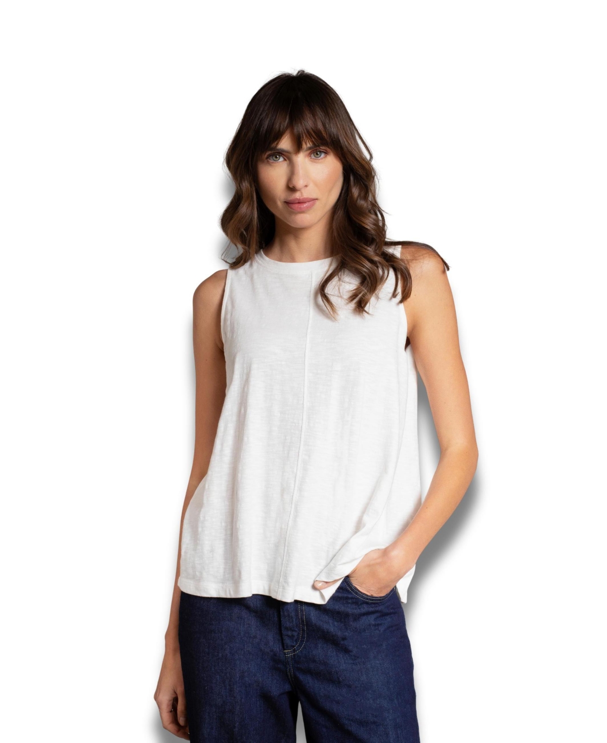 Click here for Celtic & Co. Womens Crew Neck Pleat Back Tank Top... prices