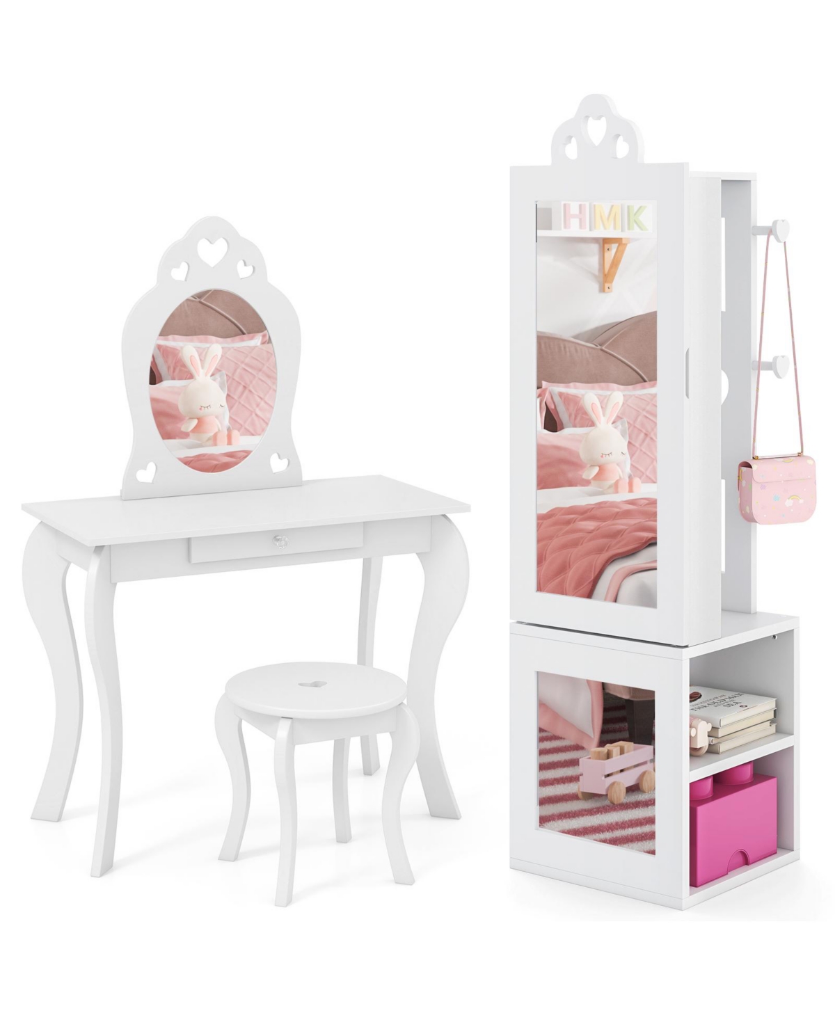 Click here for Sugift Princess Vanity Table and Stool Jewelry Arm... prices