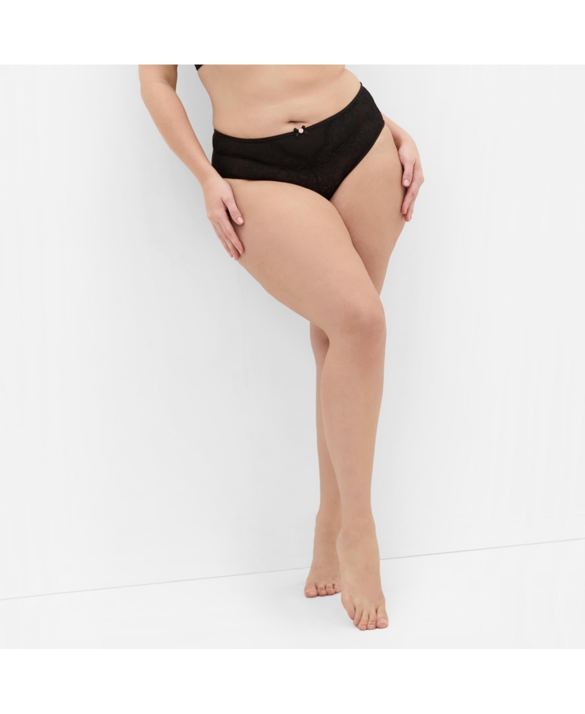 Click here for City Chic Womens Poppy Hi Waist Cheeky Brief - Bla... prices