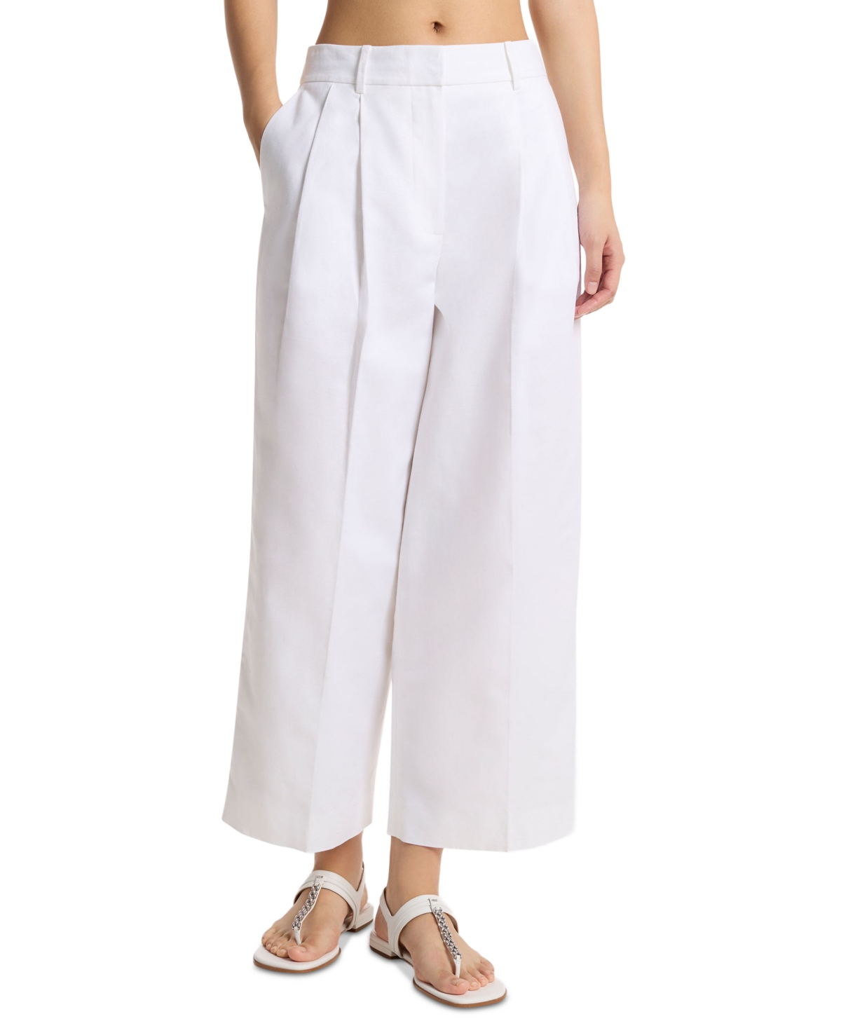 Click here for Michael Kors Womens Pleated Wide-Leg Pants - White prices