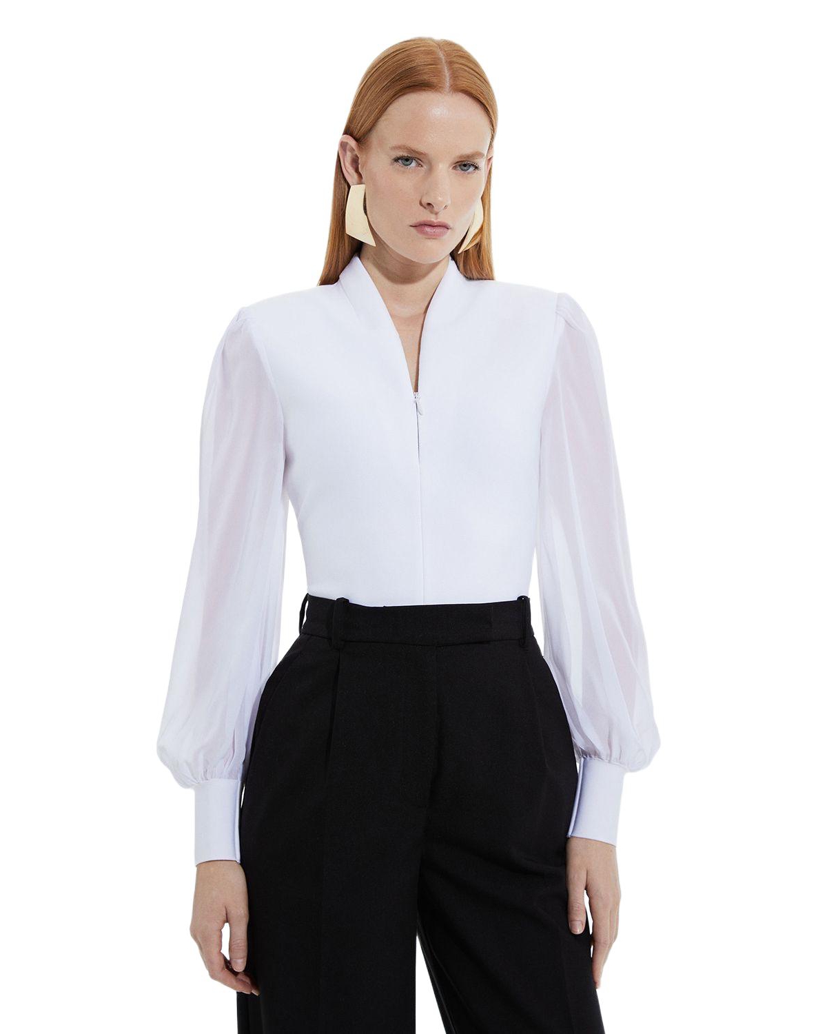 Click here for Karen Millen Womens Zip Detail Chiffon Sleeve Knit... prices