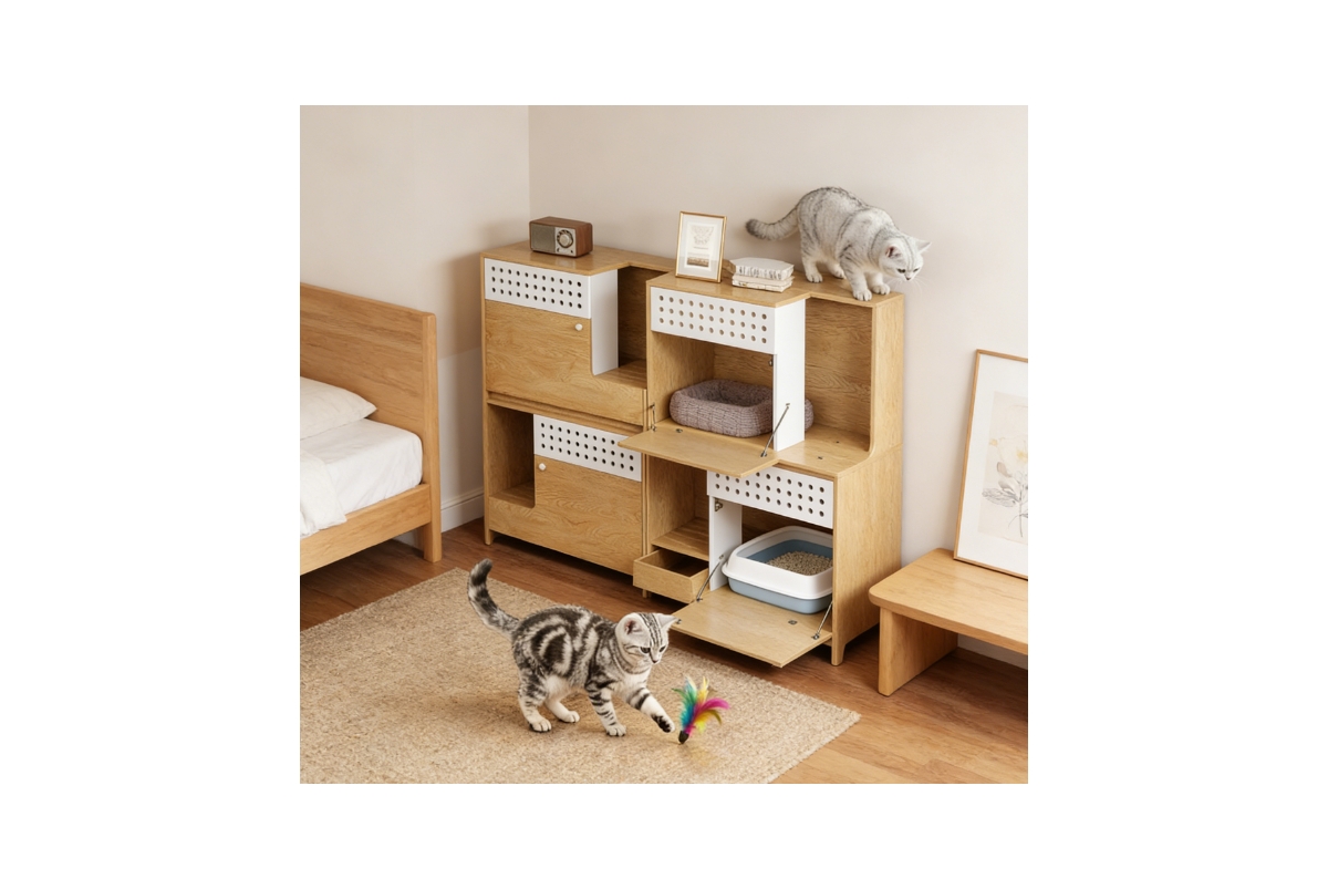 Click here for Zeus and Ruta 2 Piece Modern Cat Furniture Set Wit... prices