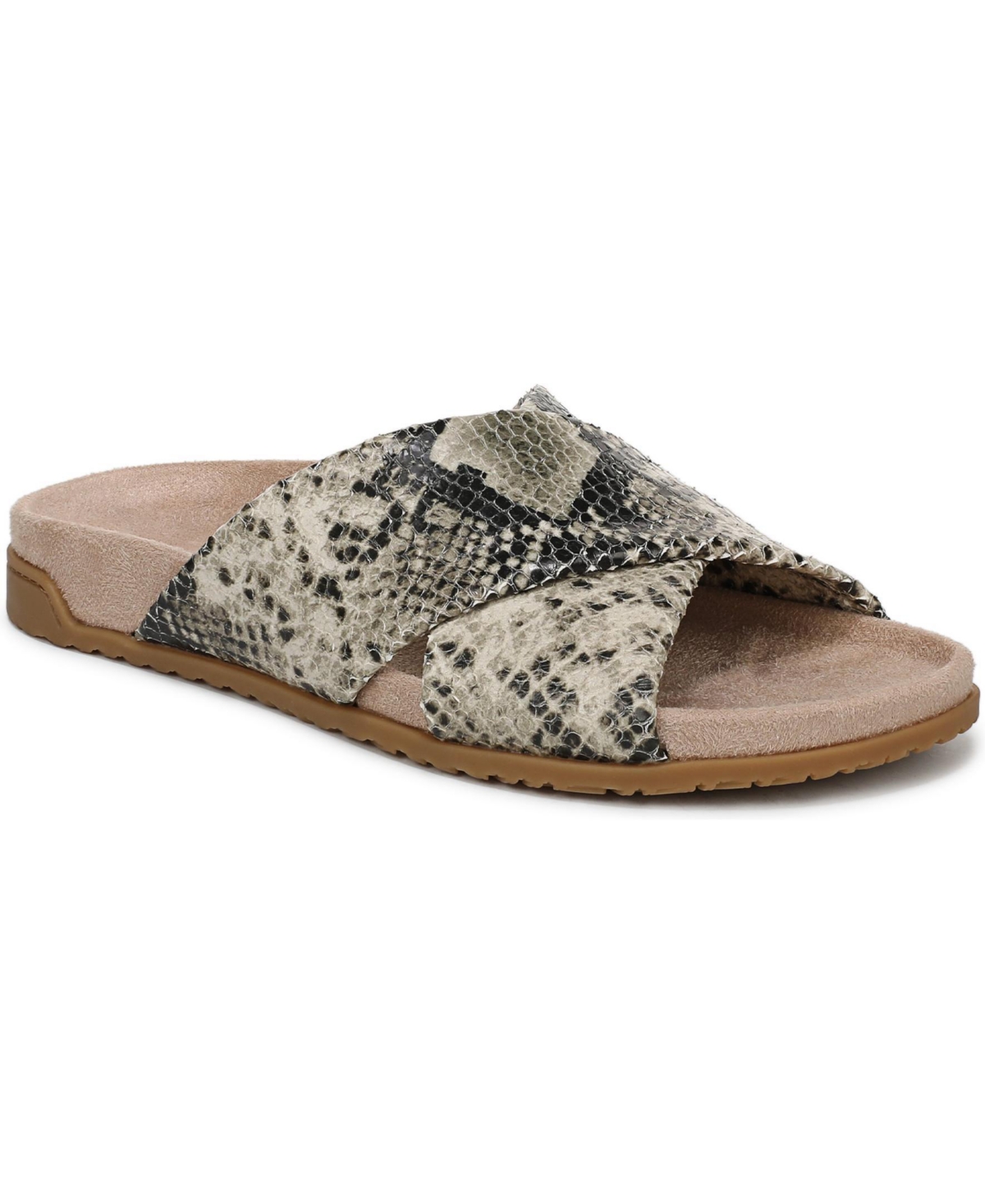 Click here for Vionic Womens Etna Slide Sandals - Cream snake emb... prices