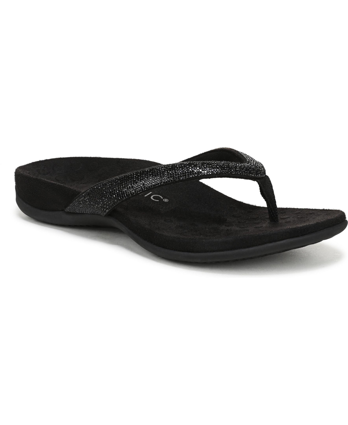 Click here for Vionic Womens Dillon Shine Thong Sandals - Black f... prices