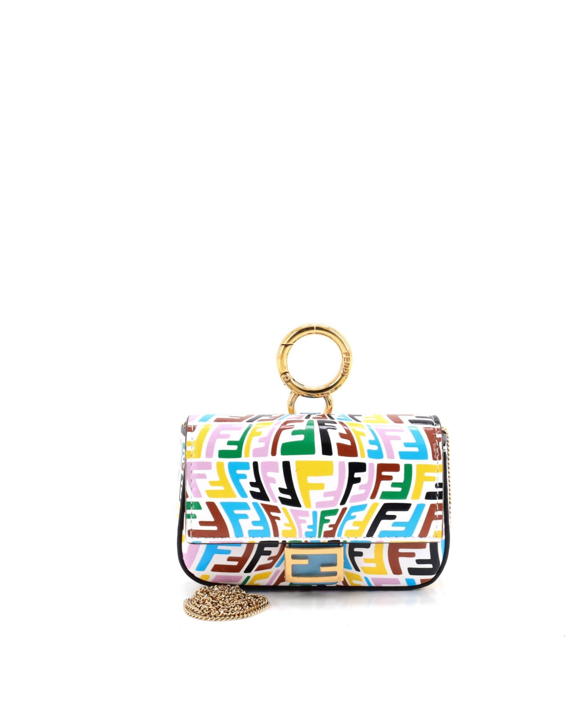 Click here for Pre-Owned Fendi Nano Chain Baguette Charm Bag Vert... prices