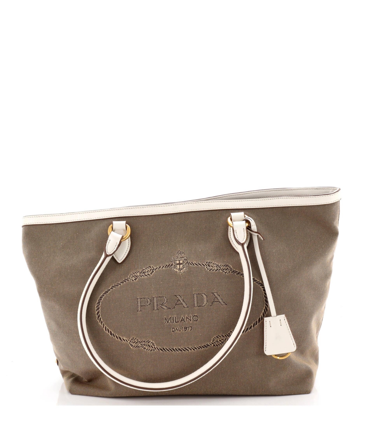 Click here for Pre-Owned Prada Medium Logo Open Tote Canvas - Bro... prices