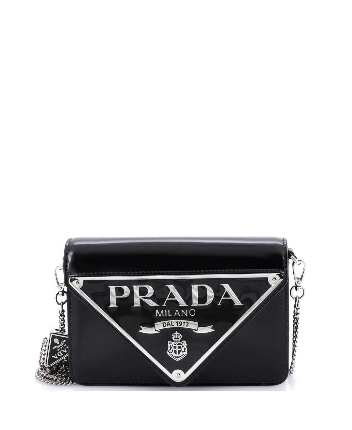 Click here for Pre-Owned Prada Small Maxi Triangle Logo Chain Fla... prices