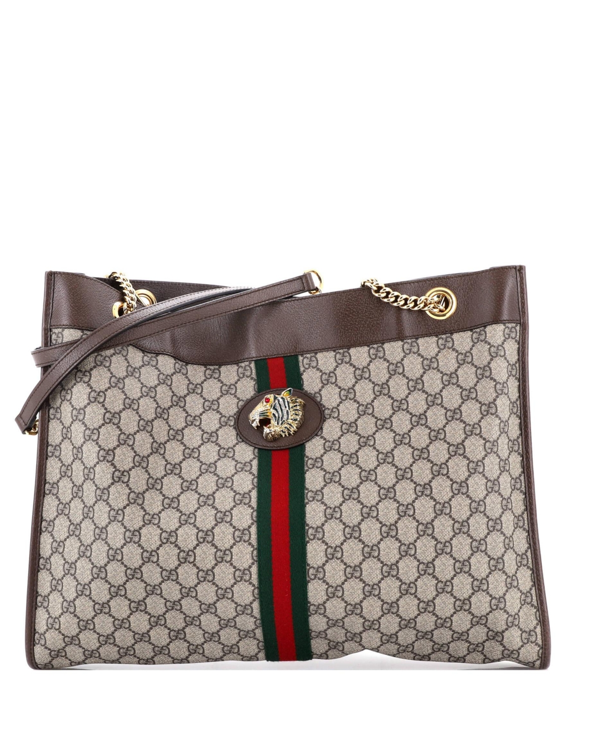 Click here for Pre-Owned Gucci Large Rajah Chain Tote Gg Coated C... prices