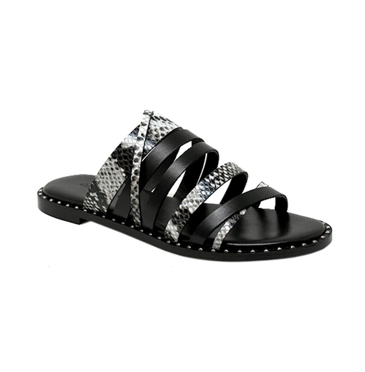 Click here for Charles David Womens Source Flat Sandal - Blackwhi... prices