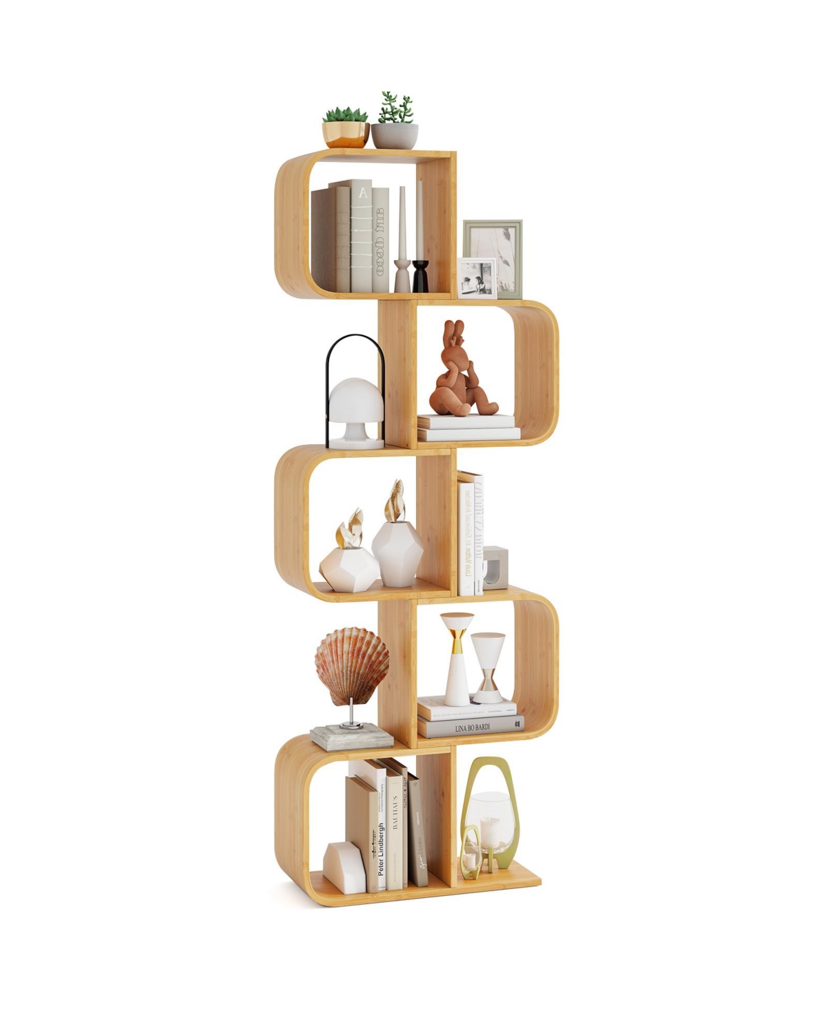 Click here for Slickblue 5-Tier S-Shaped Bookcase with 5 Open Cub... prices