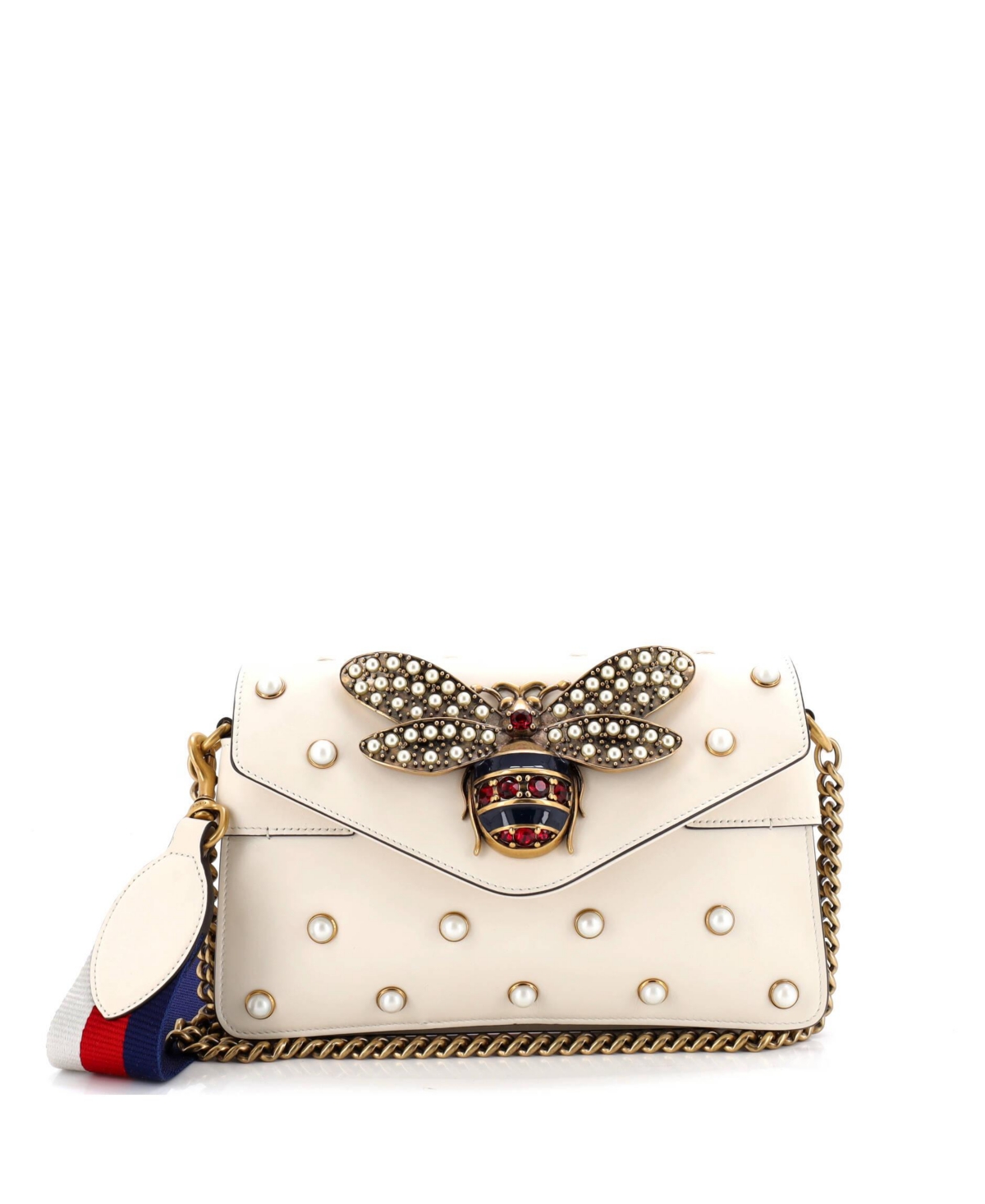 Click here for Pre-Owned Gucci Mini Broadway Pearly Bee Shoulder... prices
