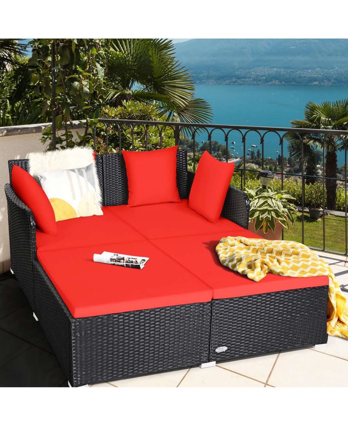 Click here for Gymax Rattan Patio Daybed Loveseat Sofa Yard Outdo... prices