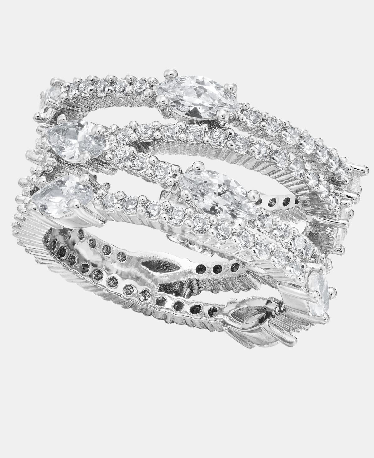 Click here for Givenchy Silver-Tone Cubic Zirconia Band Ring - Wh... prices