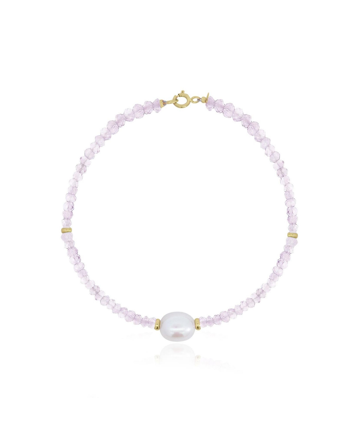 Click here for The Lovery Rose Quartz Bead Pearl Bracelet 14K Gol... prices