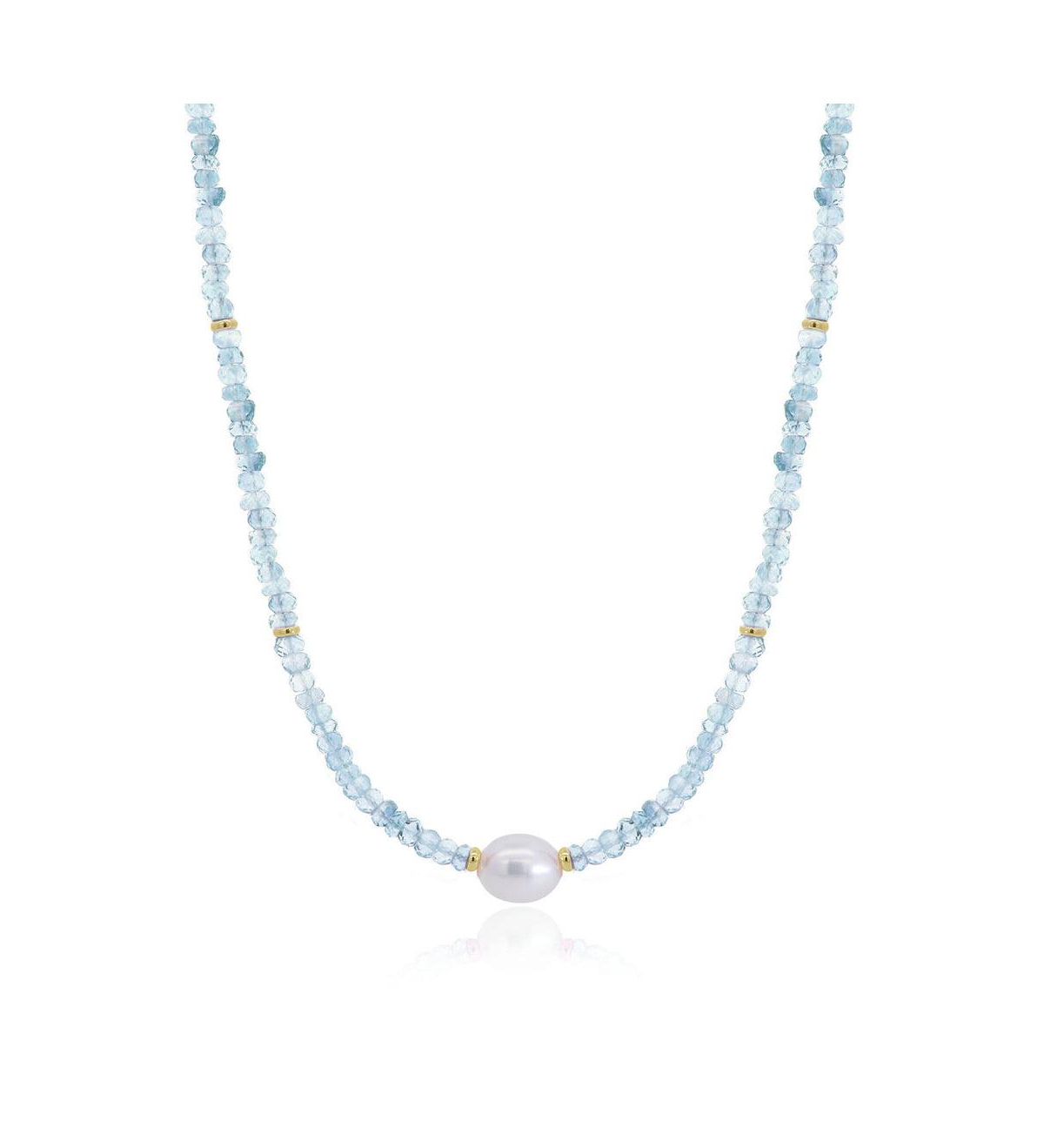Click here for The Lovery Blue Topaz Bead Pearl Necklace 14K Gold... prices