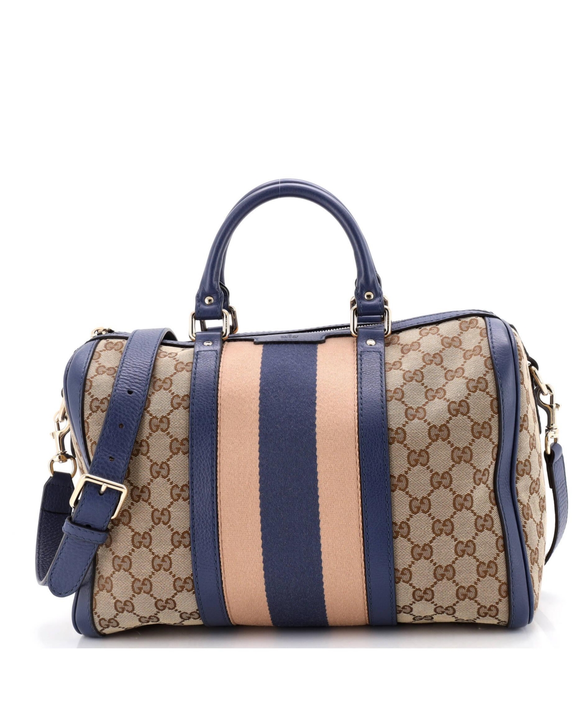 Click here for Pre-Owned Gucci Medium Vintage Web Boston Bag Gg C... prices