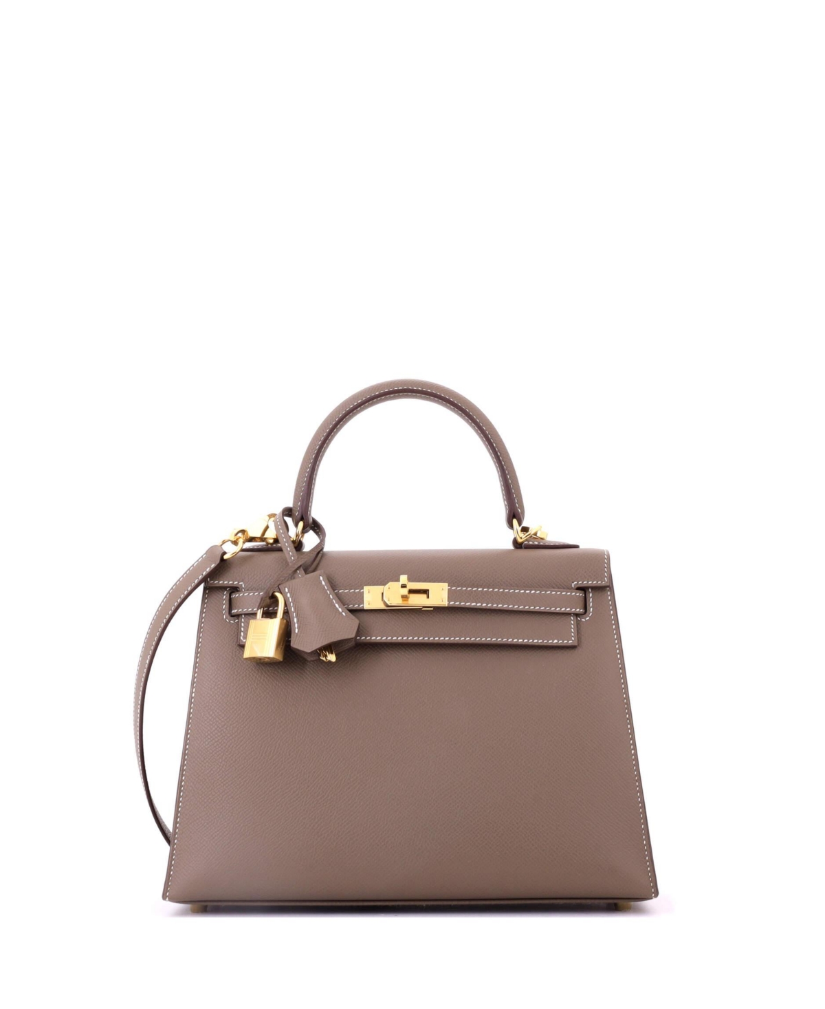 Click here for Pre-Owned HERMES Kelly 25 Handbag Grey Epsom with... prices