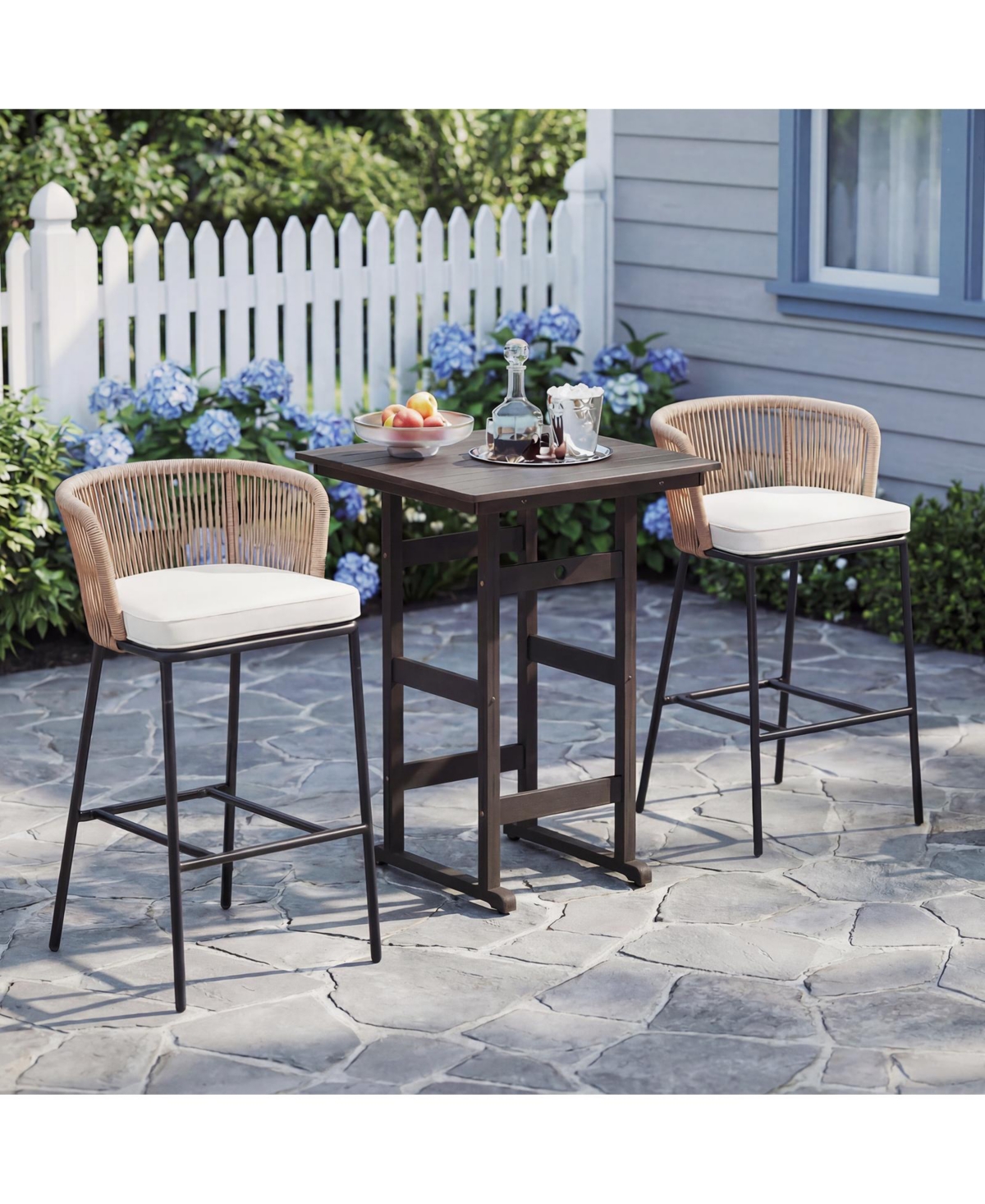 Click here for sumyeg Set of 2 Bar Height Woven Rope Patio Chairs... prices