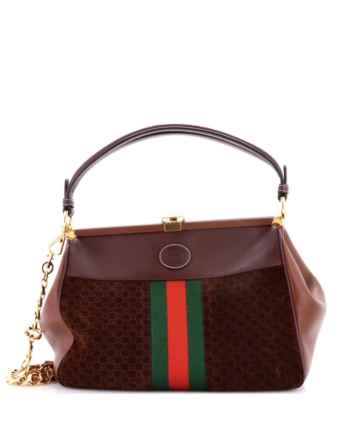 Click here for Pre-Owned Gucci Medium Virgo Tote Bag Gg Suede wit... prices