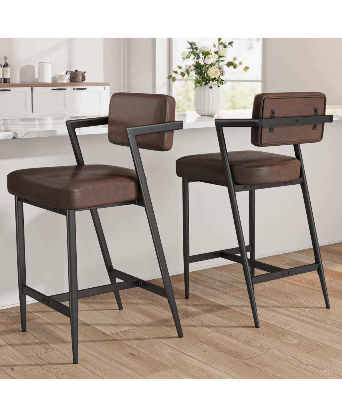 Click here for gaomon Bar Stools Set of 2 w/Backrest 27" Cou... prices