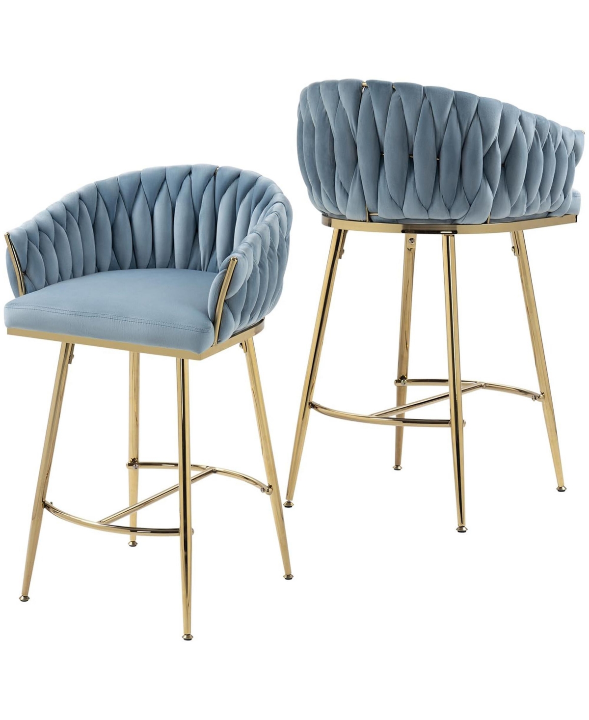 Click here for Rainsken Velvet Bar Stools Set of 2 - Hand-Wave Ba... prices