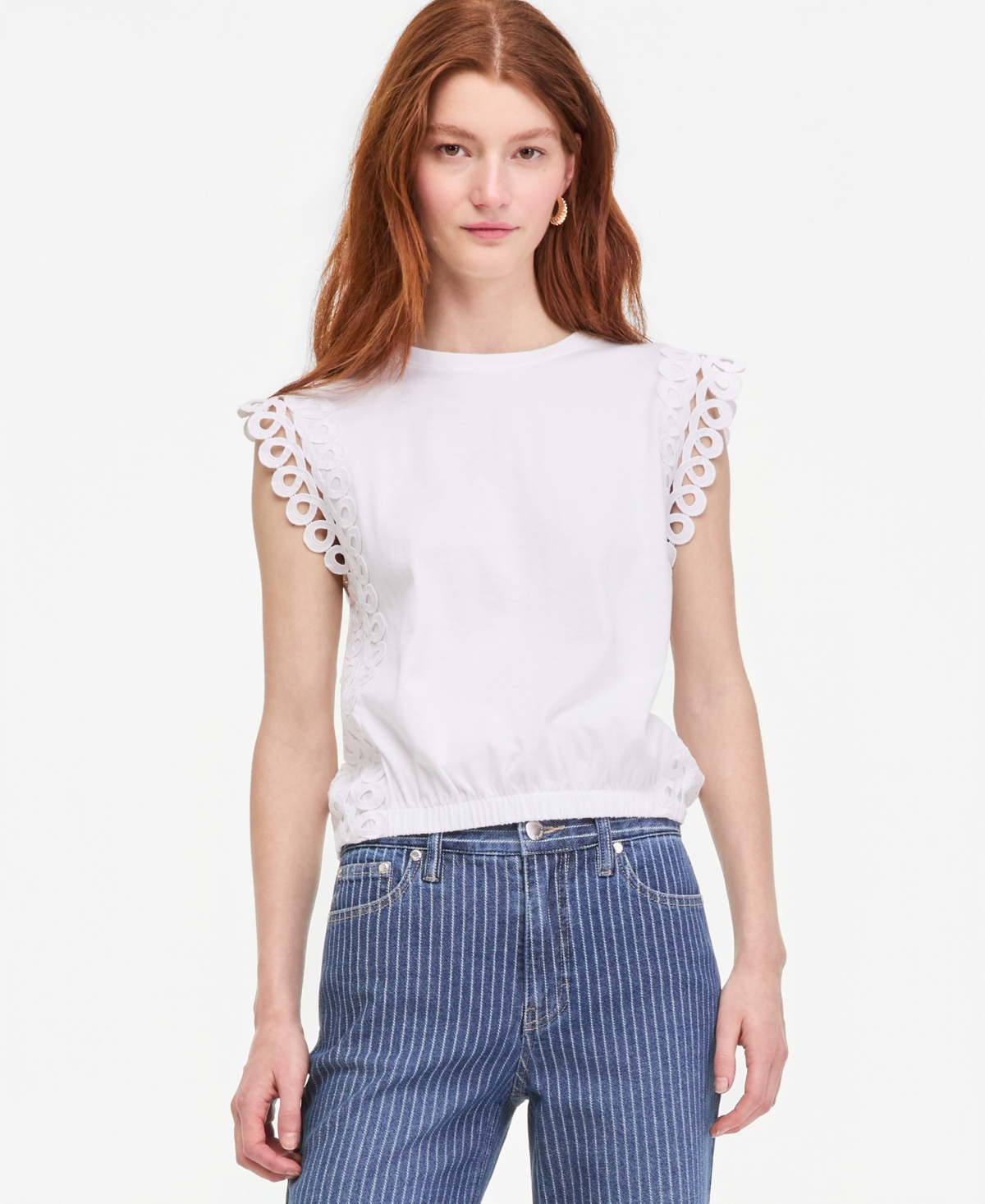 Click here for On 34th Womens Flutter-Sleeve Bubble Hem Top   Mac... prices