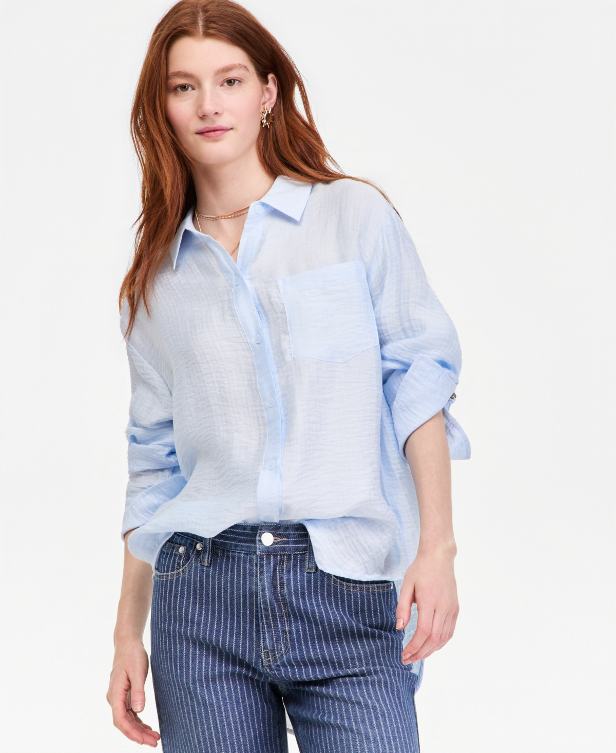 Click here for On 34th Womens Gauze Relaxed Button-Down Shirt  Ma... prices