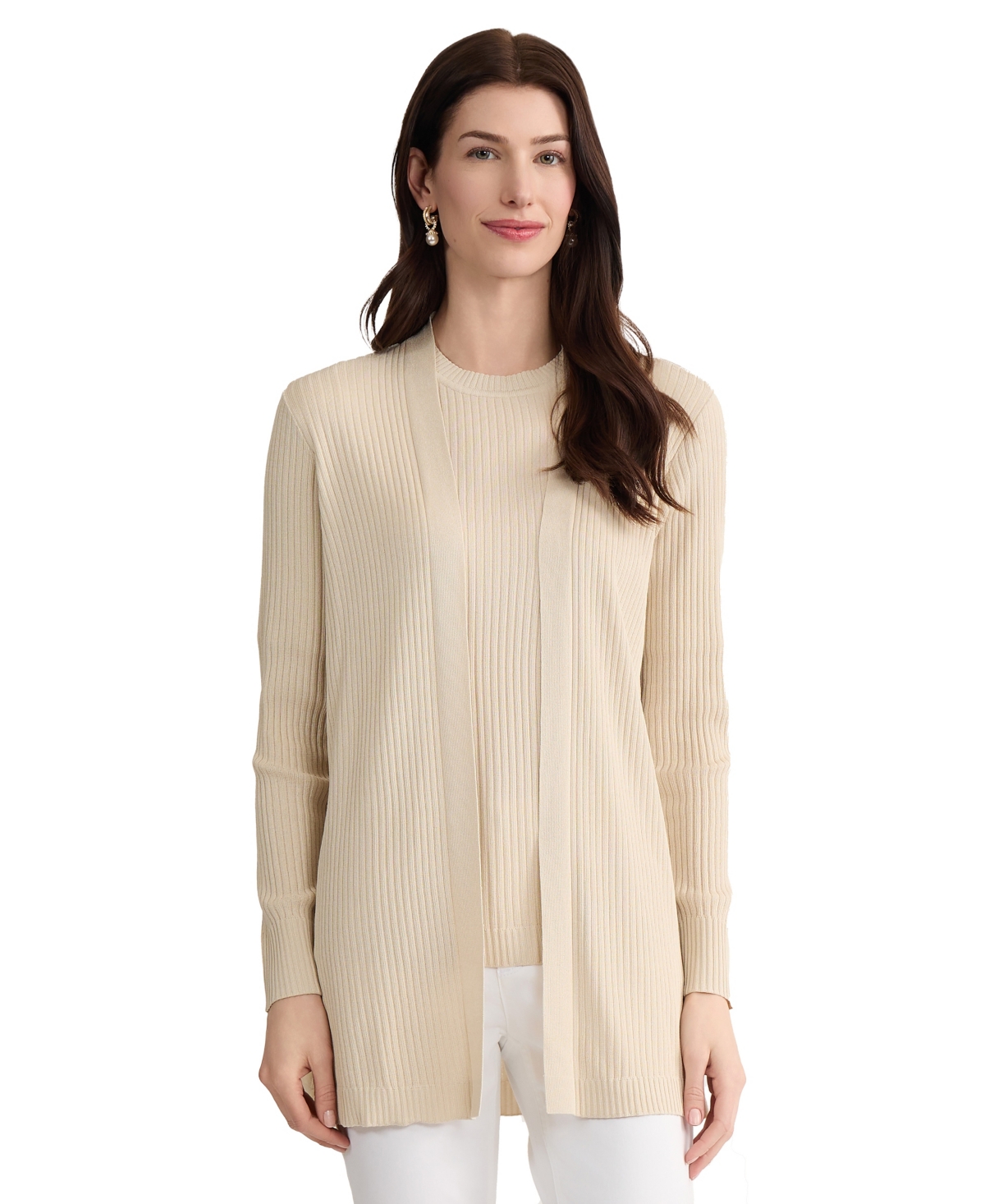 Click here for Jones New York Womens Long-Sleeve Collarless Cardi... prices