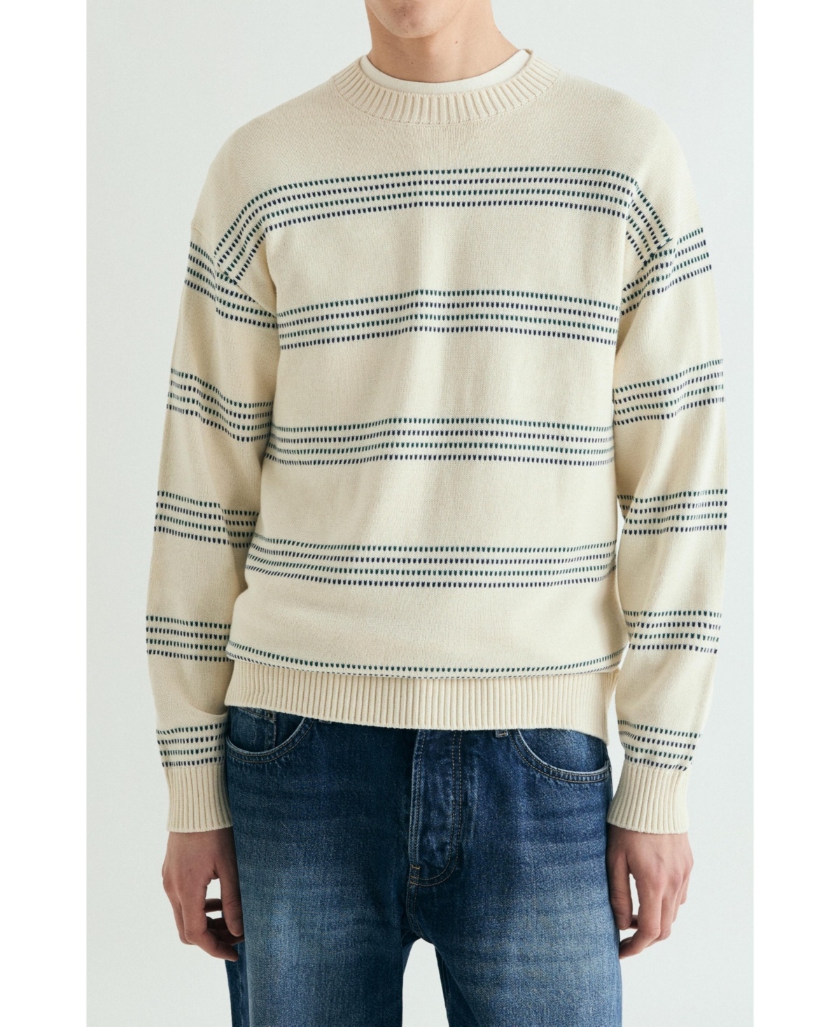 Click here for Scalpers Womens Retro Striped Sweater - Offwhite prices