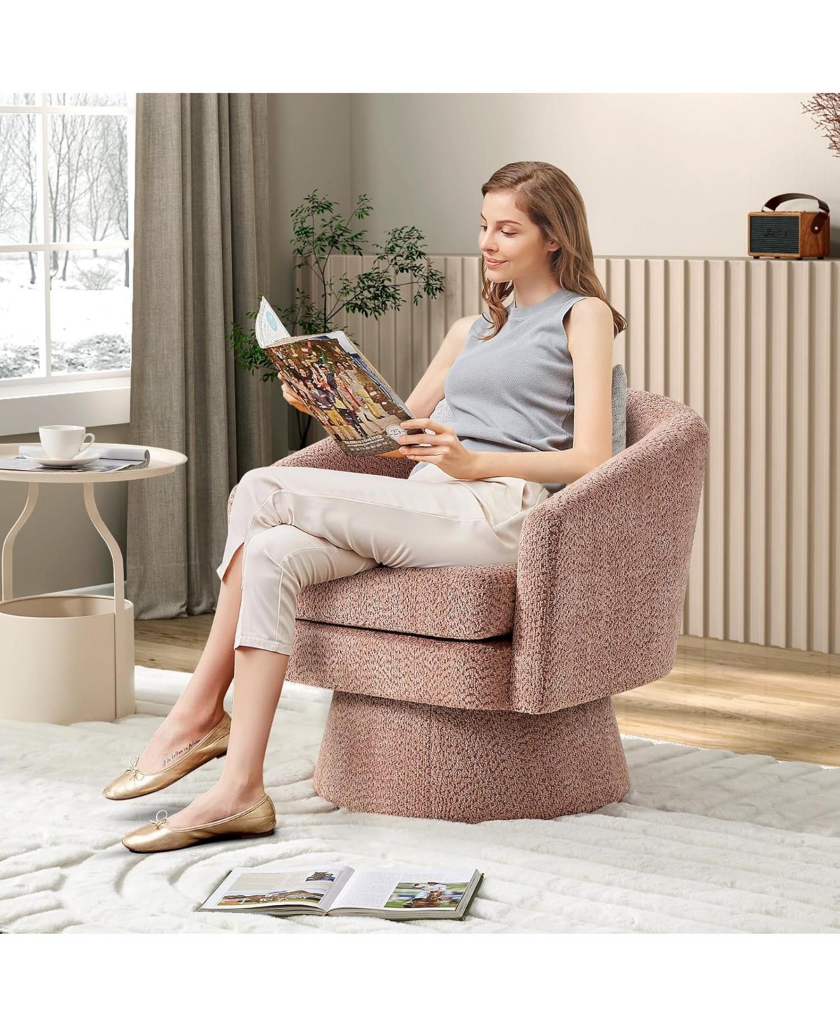 Click here for gaomon 360° Chenille Swivel Accent Chair with... prices