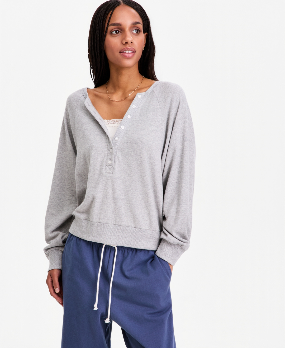 Click here for Hippie Rose Juniors Twofer Long-Sleeve Henley Loun... prices