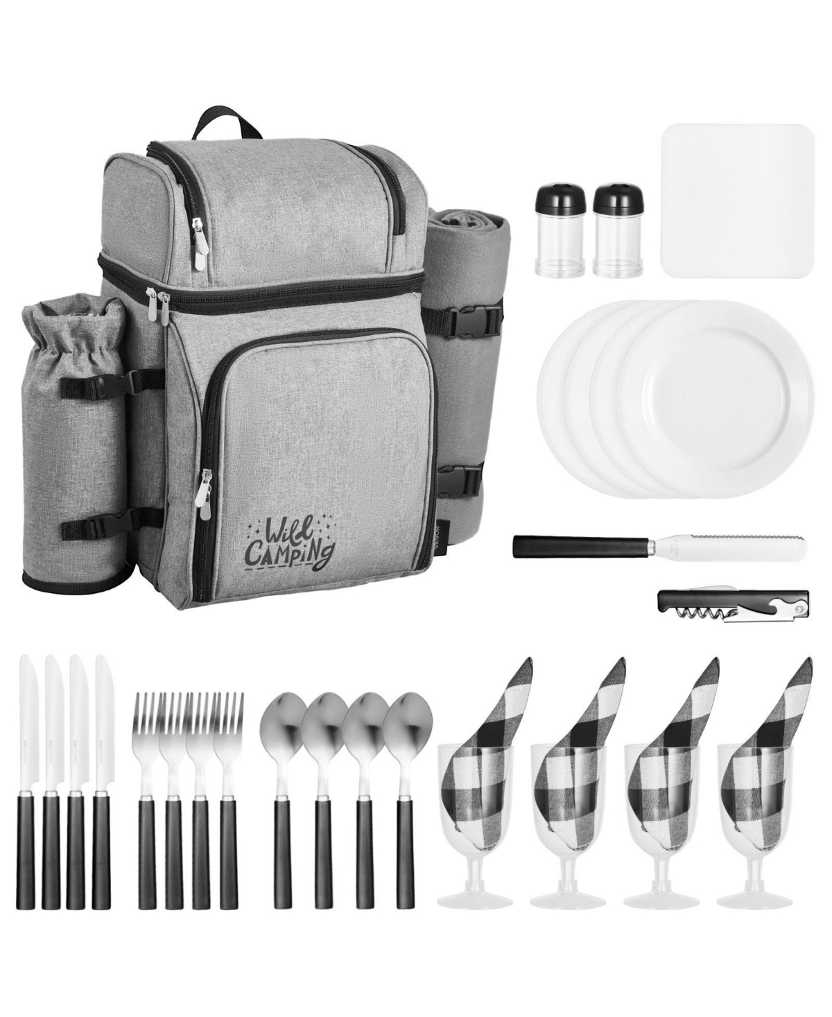 Click here for Mecale 4-Person Picnic Backpack with Insulated Coo... prices