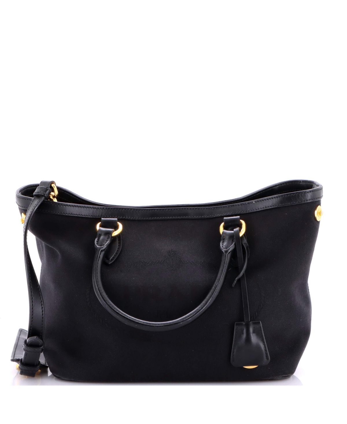 Click here for Pre-Owned Prada Medium Logo Open Tote Canvas - Bla... prices