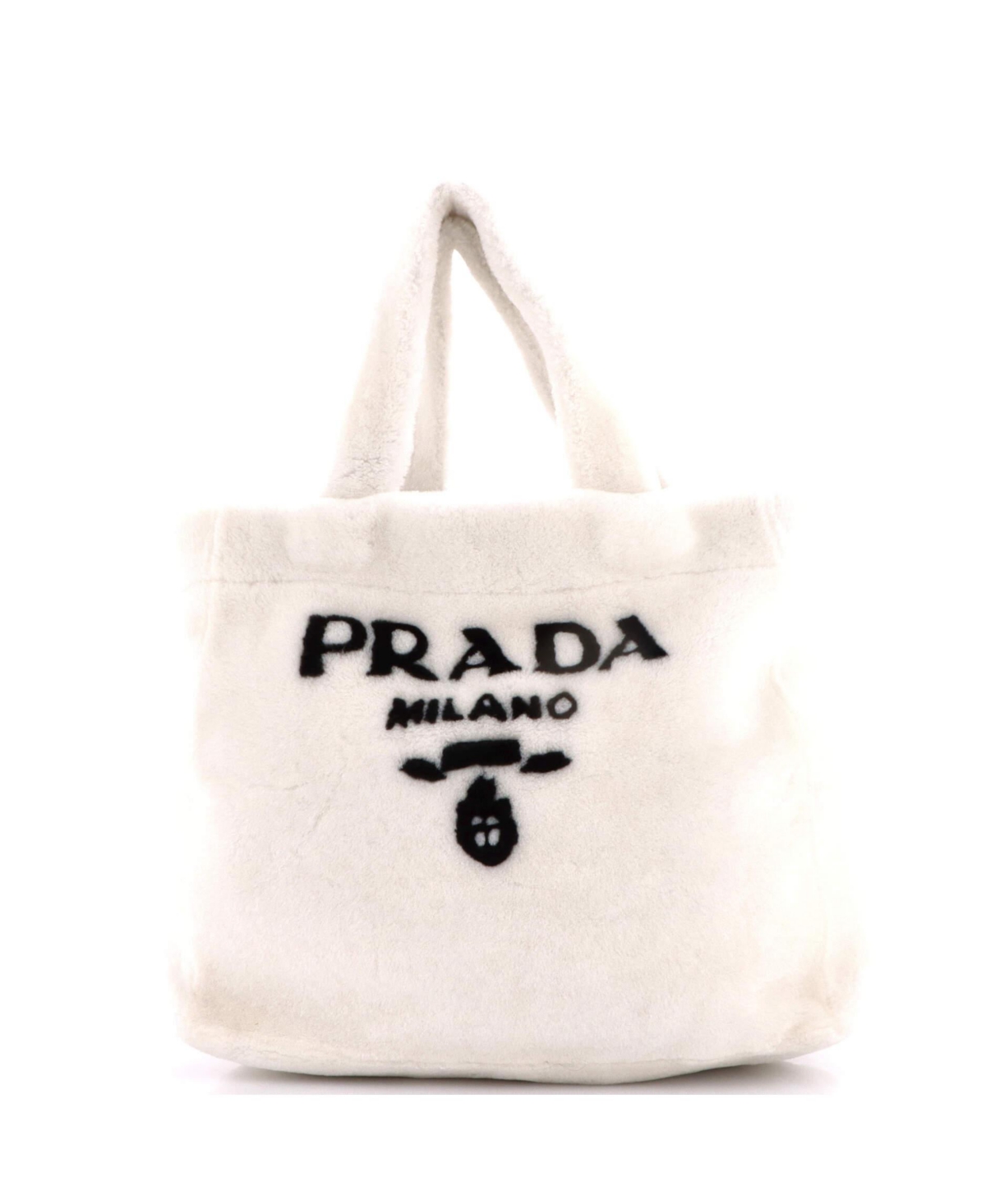 Click here for Pre-Owned Prada Medium Logo Tote Shearling - White prices