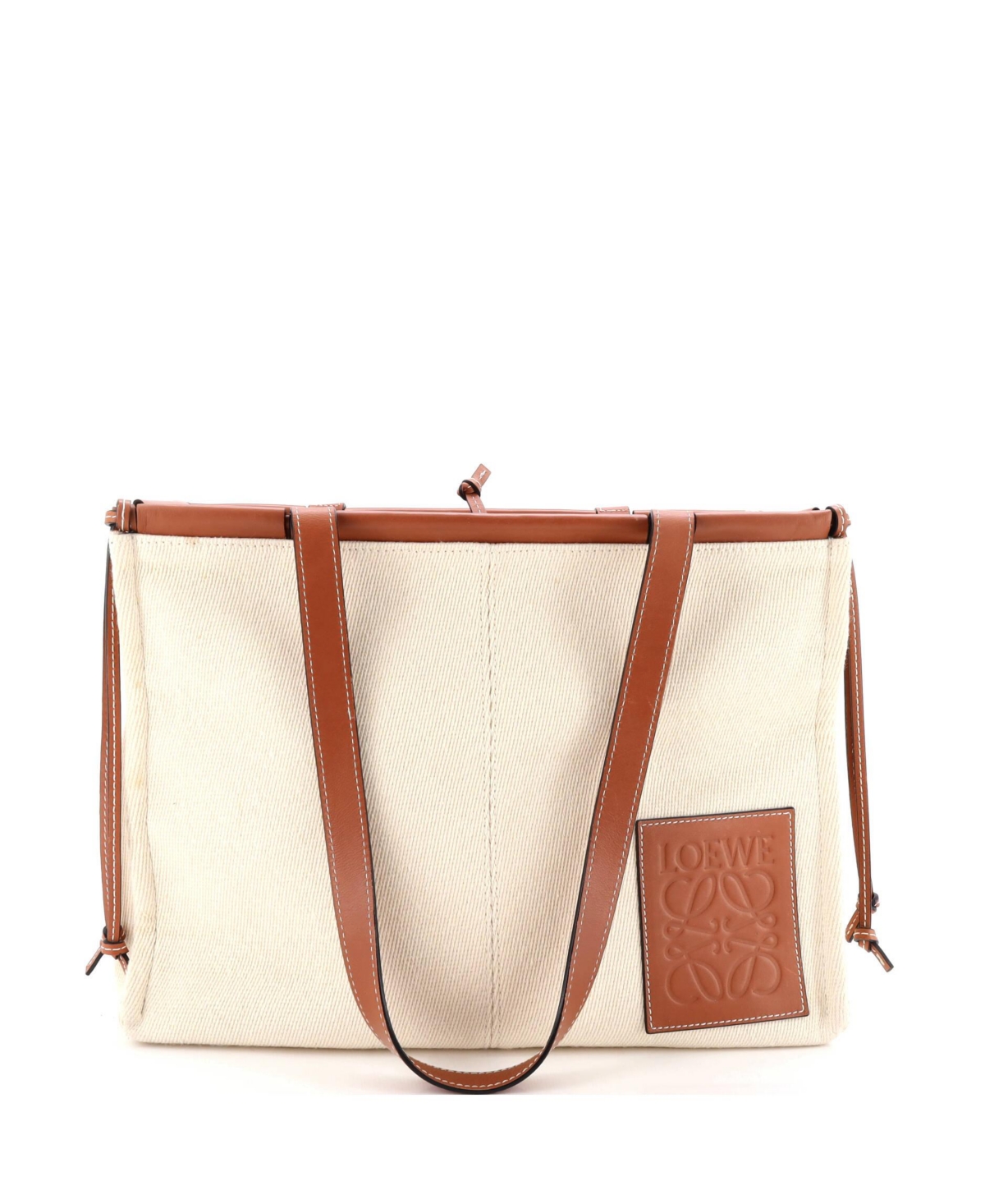 Click here for Pre-Owned Loewe Large Cushion Tote Canvas - Natura... prices