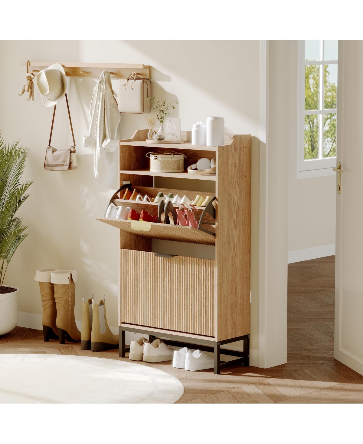 Click here for gaomon Fluted Shoe Cabinet Storage for Entryway  W... prices