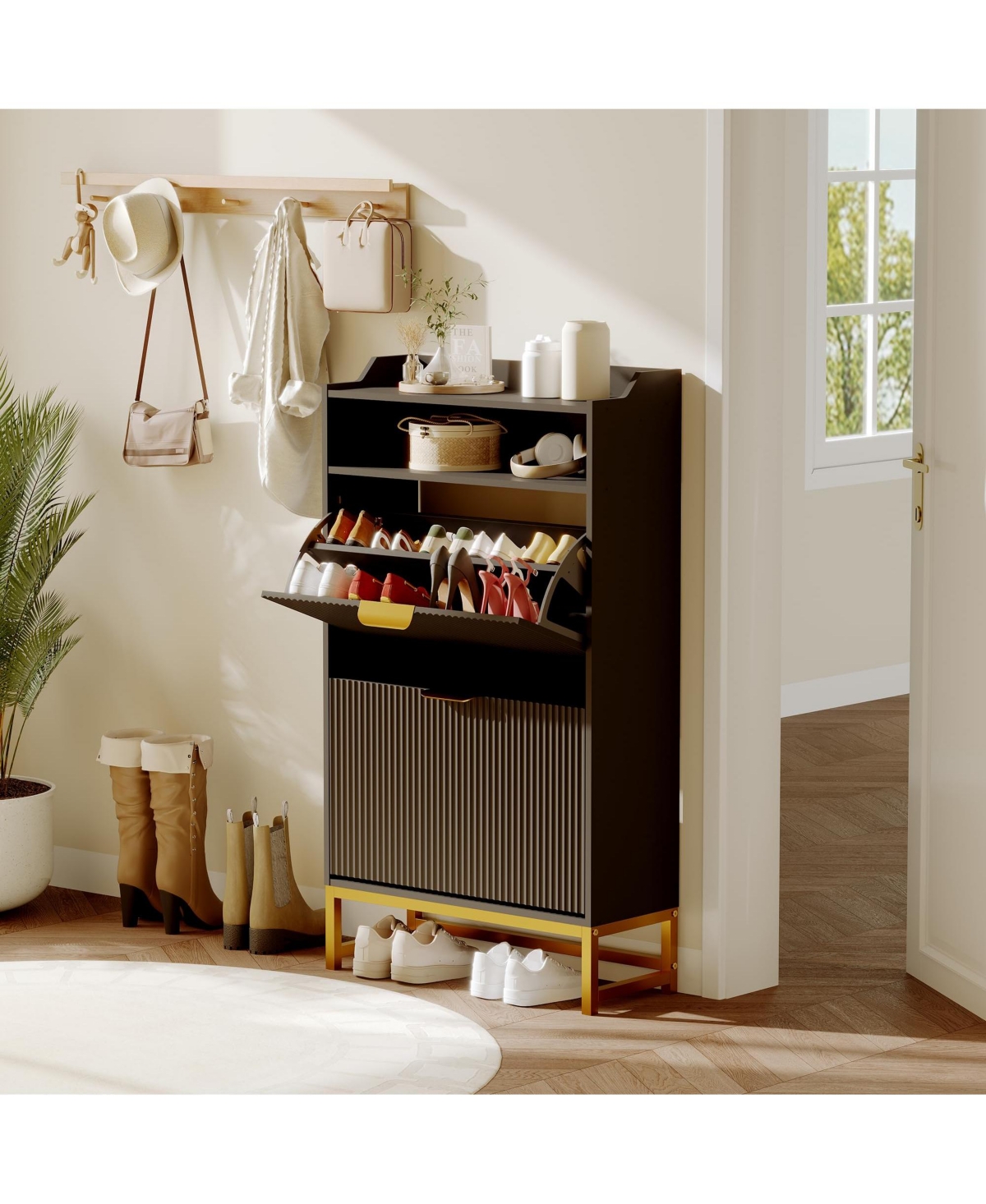 Click here for gaomon Fluted Shoe Cabinet Storage for Entryway  W... prices