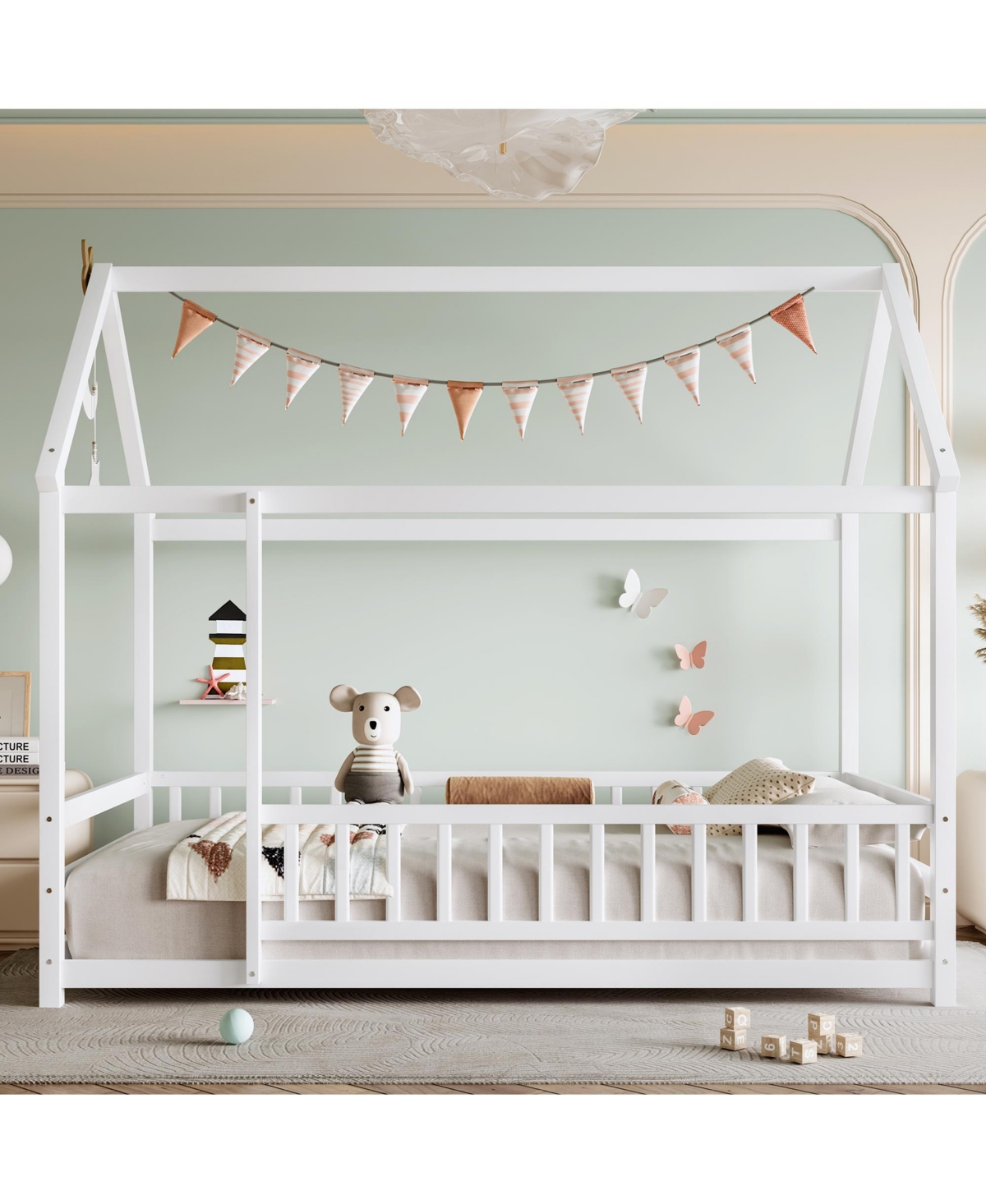 Click here for flynama Wooden Floor Bed With House Roof Frame And... prices